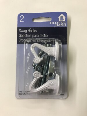 Helping Hand Swag Hooks 2 Ct White-Damaged Package | eBay