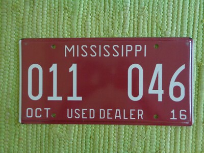 2016 Mississippi USED DEALER License Plate MS Tag 011 046 | eBay