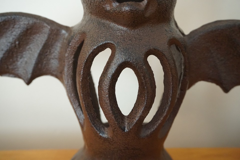 Big Rustic Gothic Cast Iron Bat Candle Holder Halloween Haunted House ...