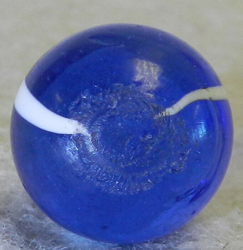 #14203m Vintage German Handmade Blue Glass Swirl Marble .52 Inches ...