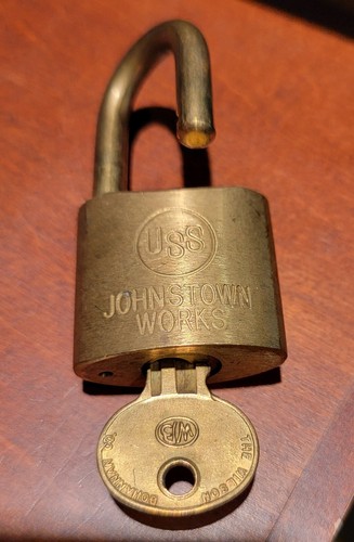 USS Johnstown Works Solid Brass Padlock WB Wilson Bohannan Lock | eBay