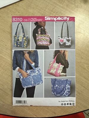 Simplicity 8310 Sewing Pattern Quilted Tote Bag Handbag Purse Carryall ...