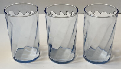 Three (3) Libbey Glass Swirl Optic Concert Misty Blue Tumblers | eBay