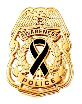 Black Awareness Ribbon Pin Police Badge Officer Sheriff Cop Cancer ...