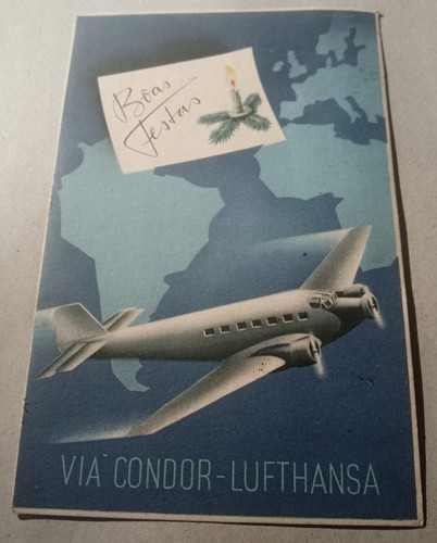 Lufthansa Poster Postcard By Condor Plane Boas Festas 1938 ...