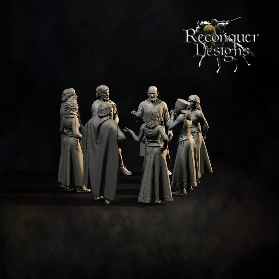 Reconquer Designs Miniatures Medieval Nobles Civilians Villager NPC DnD ...