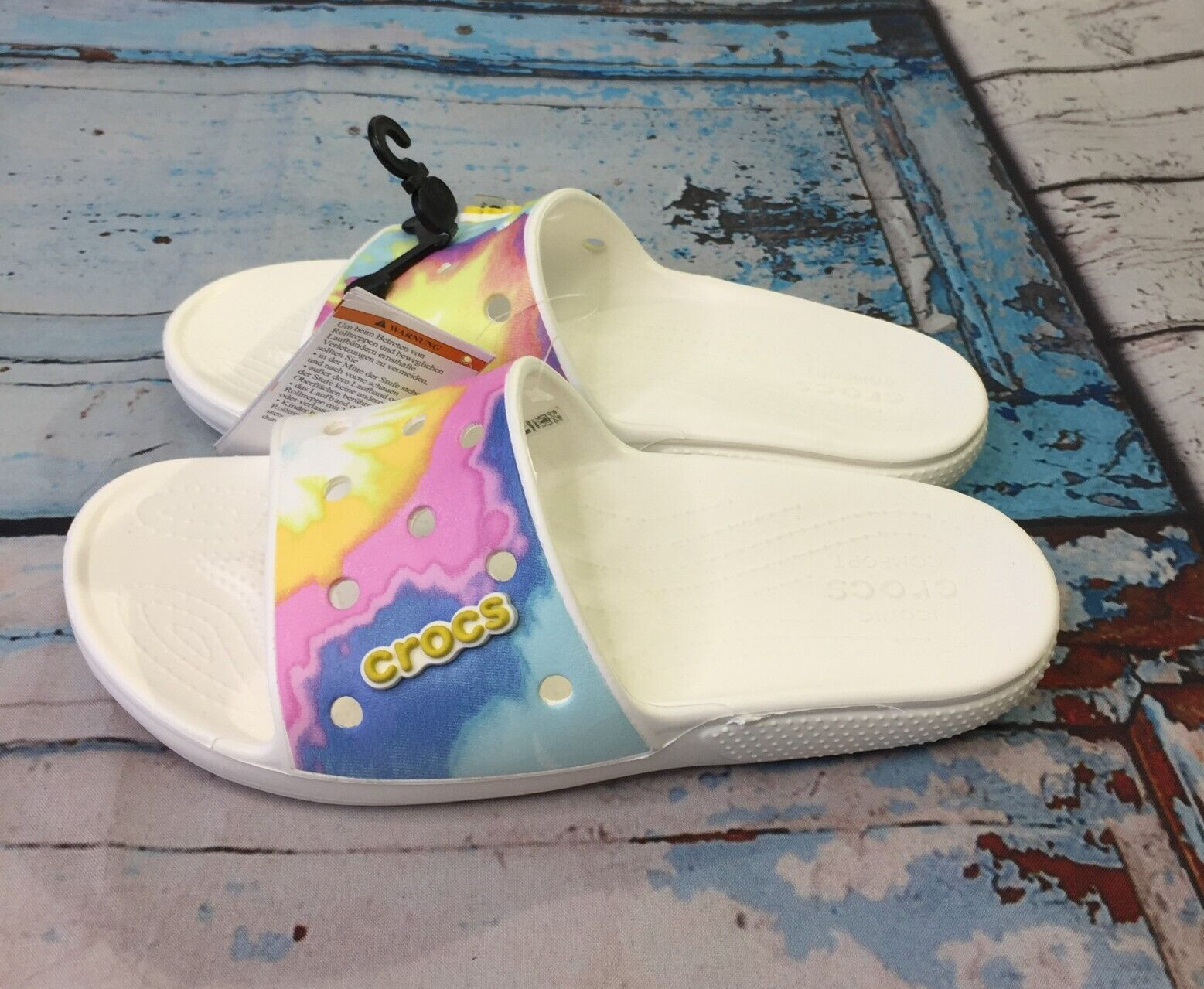 Crocs Slides Classic Sandals White Tie Dye Women's Si… - Gem