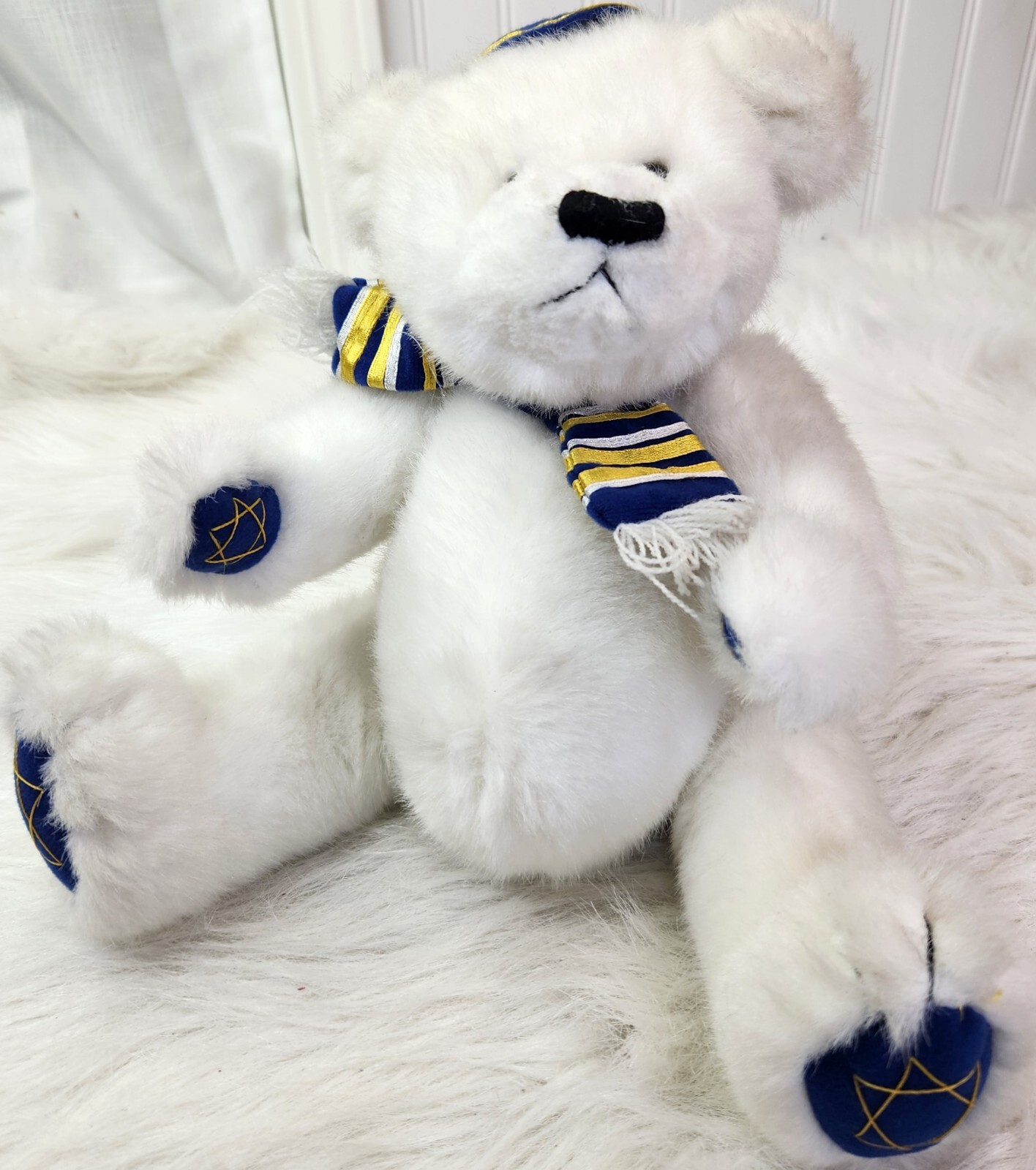 Jewish Rabbi Teddy Bear Star Of David Paws Plush Stuffed Toy 14" Fully ...