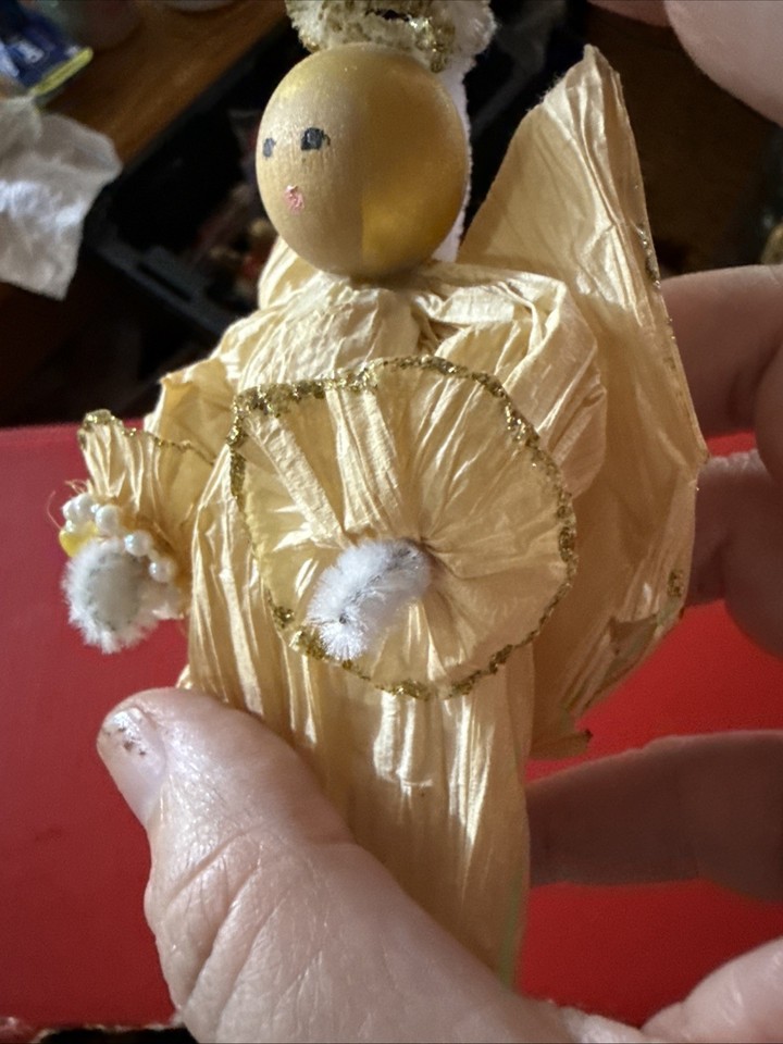 Corn Husk Angel with Halo Ornament Handcrafted Christmas Vintage H1 | eBay