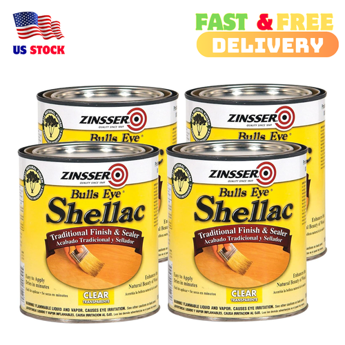 Zinsser Bulls Eye Shellac – Clear Wood Sealer & Finish, Quart, 4-Pack ...