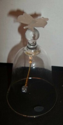 BALOS Crystal Glass Bell With Frosted Butterfly Handle 5" Tall, 1960 | eBay