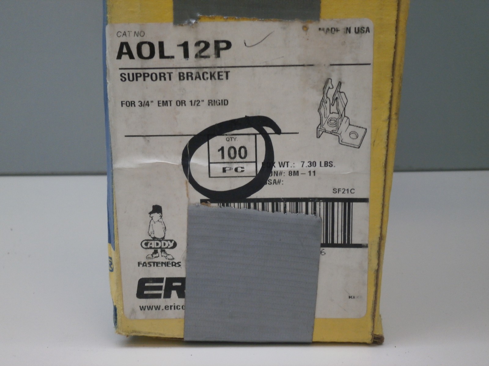 (100) Erico Caddy AOL12P Push-In Conduit Clamp Support Bracket ¾" EMT ½ ...