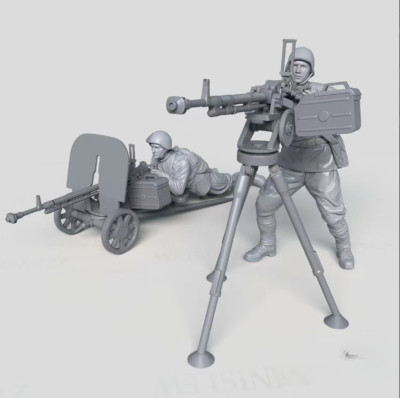 WW2 German 2 Soldiers and Heavy Machine Guns 1/35 Scale Resin Figures ...