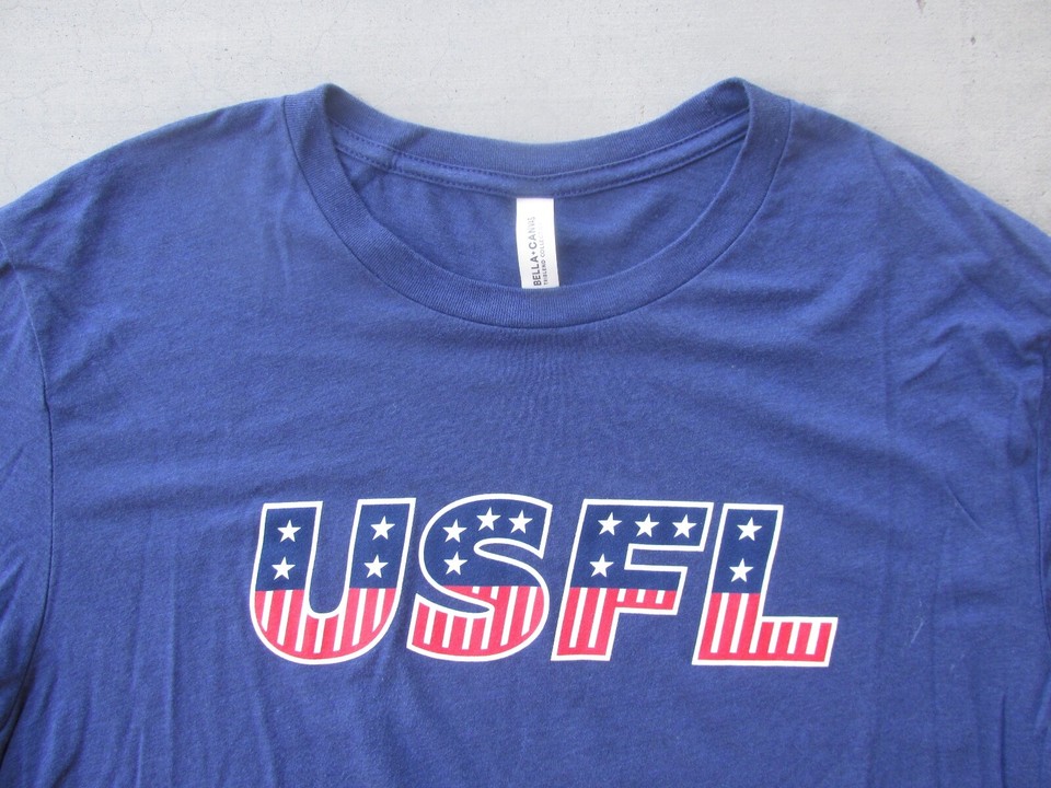 BELLA+CANVAS USFL FOOTBALL LEAGUE OFFICIAL LEAGUE LS SHIRT BLUE SIZE ...