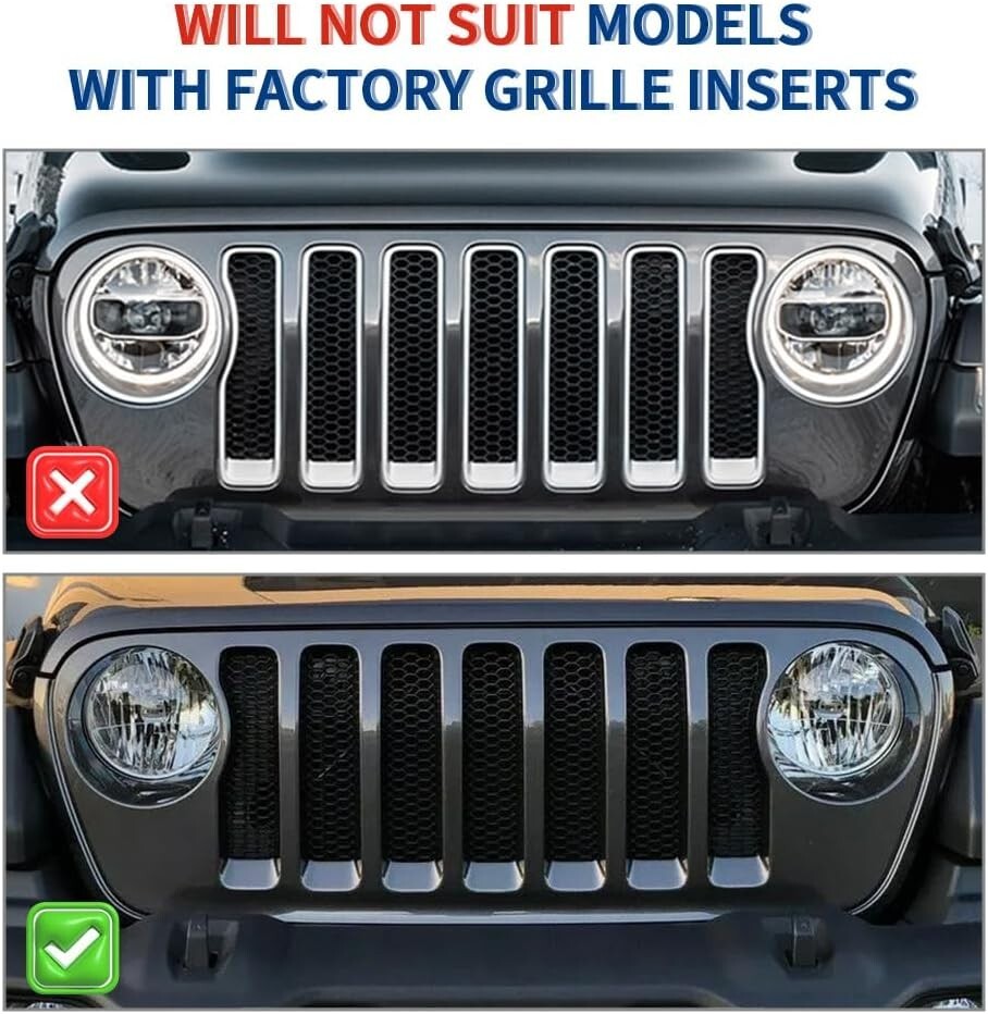 9PCS Fits For Jeep Gladiator JT 20-23 Headlight Cover Front Grill ...