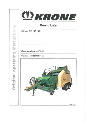 Krone Round Baler Ultima CF155 (XC) Operators Manual CF 155 | eBay UK