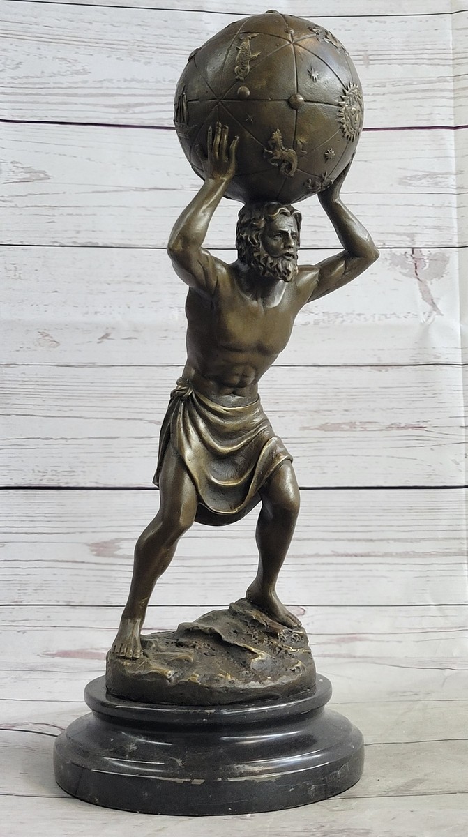 Original Sculpture Globe With Atlas