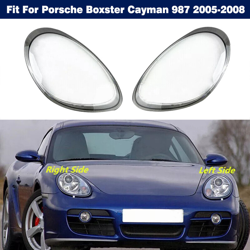 Pair Headlight Lens Cover Shell+Glue For Porsche Boxster Cayman 987 ...