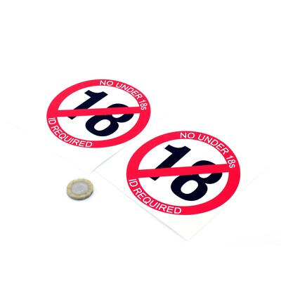 No Under 18's ID Required Stickers 100mm Vinyl Decal Shops Bars Hotels ...