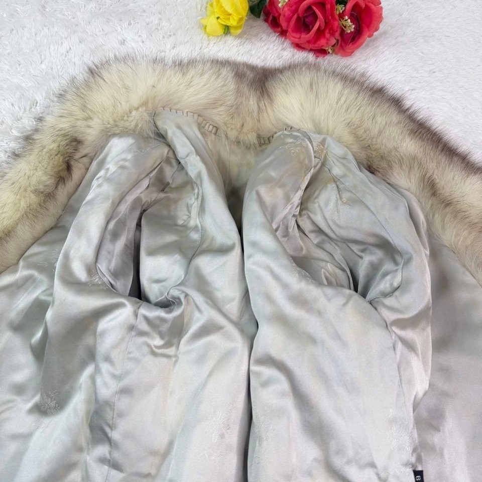 Blue Fox Genuine Real Fur Coat Size 9 Medium White From Japan | eBay