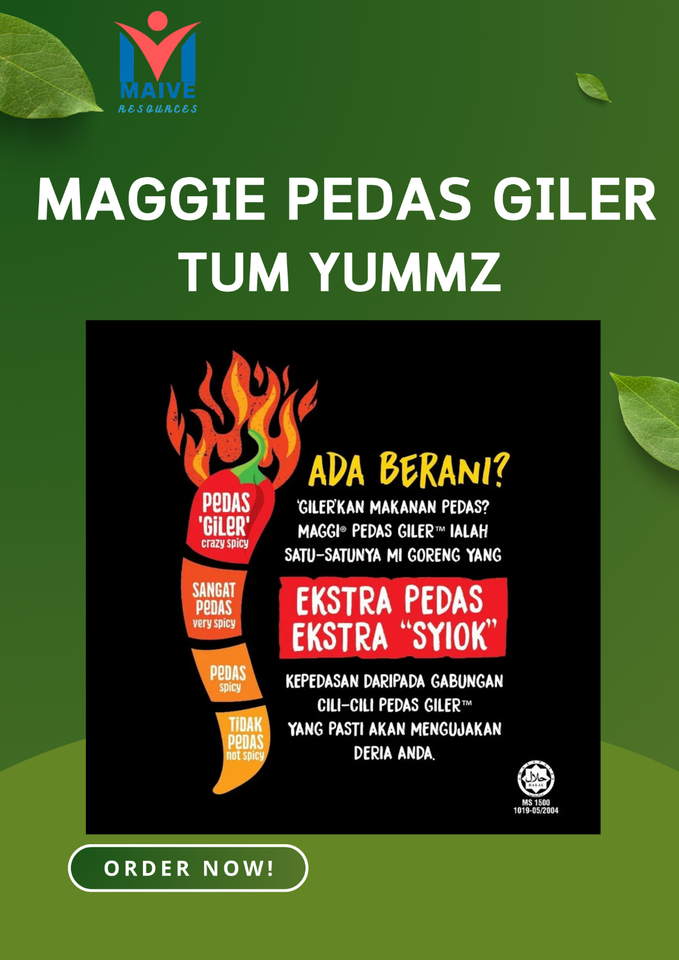 Mee Maggi Spicy Pedas Giler Tom Yummz Instant Noodles 79g x 5pcs | eBay