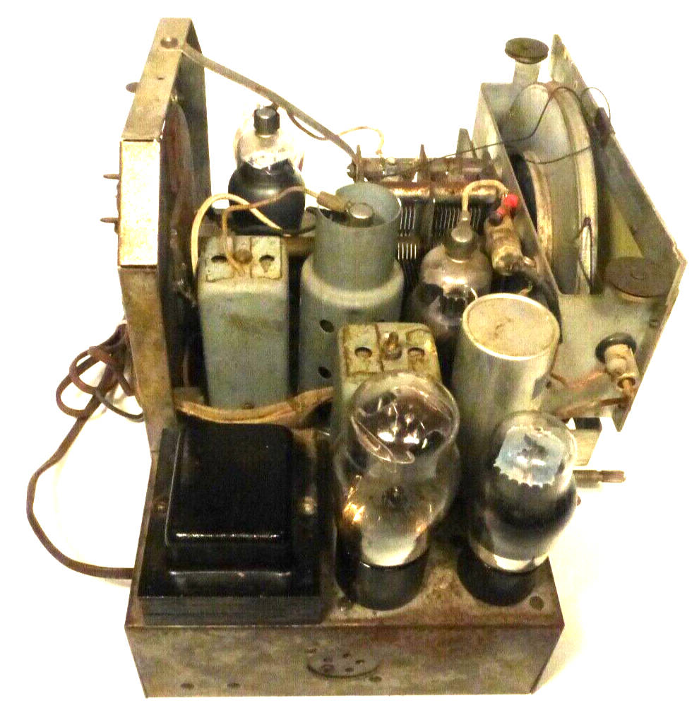 vintage MANTOLA CRT 432 TABLETOP RADIO: Untested CHASSIS w/ ALL 6 TUBES ...