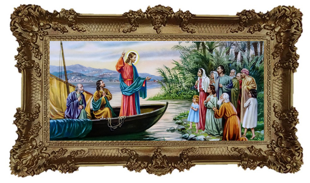 Heiligenbild Jesus Boot Seepredigt Bild Heilige Sakralmalereien Repro ...