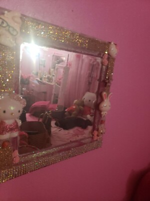 Bling diamond hello kitty Crystals Compact Mirror Portable Glitter Make ...