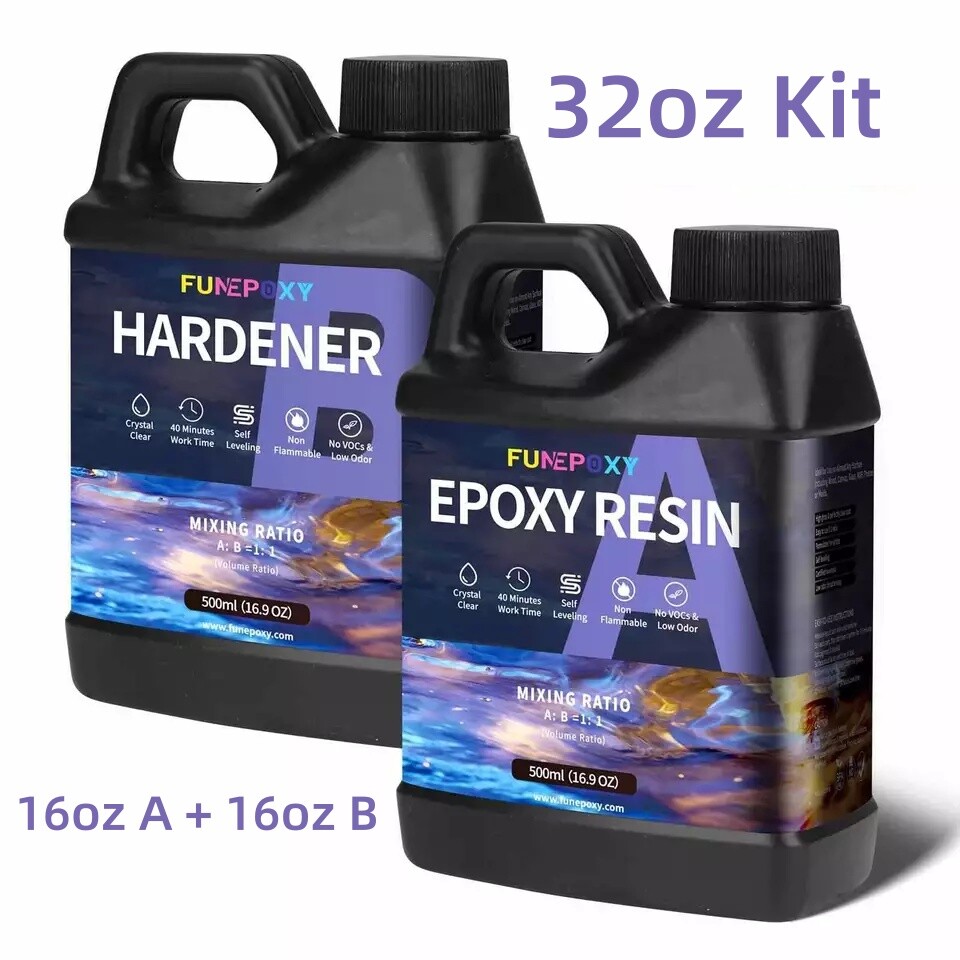 Epoxy Resin 1:1 Kit - Crystal Clear, Self Leveling, 32oz/64oz/Bulk 1 ...