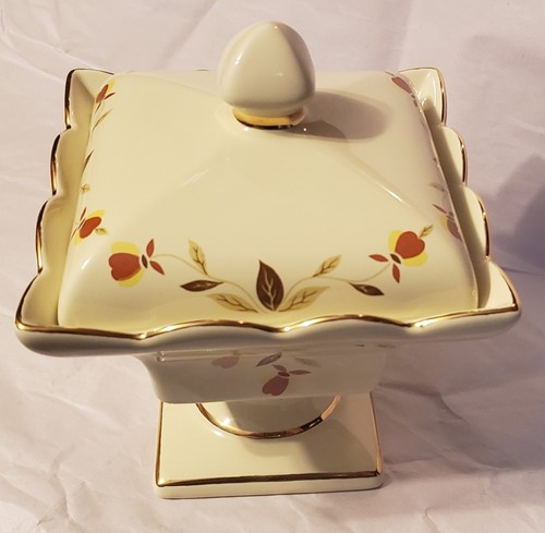 HALL JEWEL TEA AUTUMN LEAF Covered, Footed Square Candy Dish | eBay
