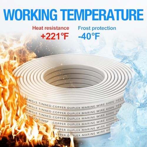 14 AWG Marine Wire Duplex - 30FT Stranded PVC Electrical Cable ...