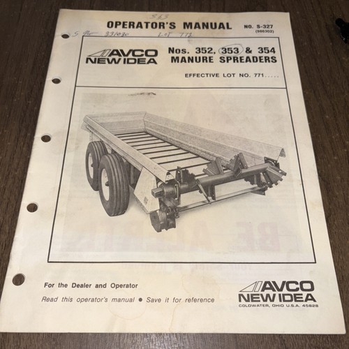 AVCO New Idea Manure Spreaders Operators Manual 352 353 354 | eBay