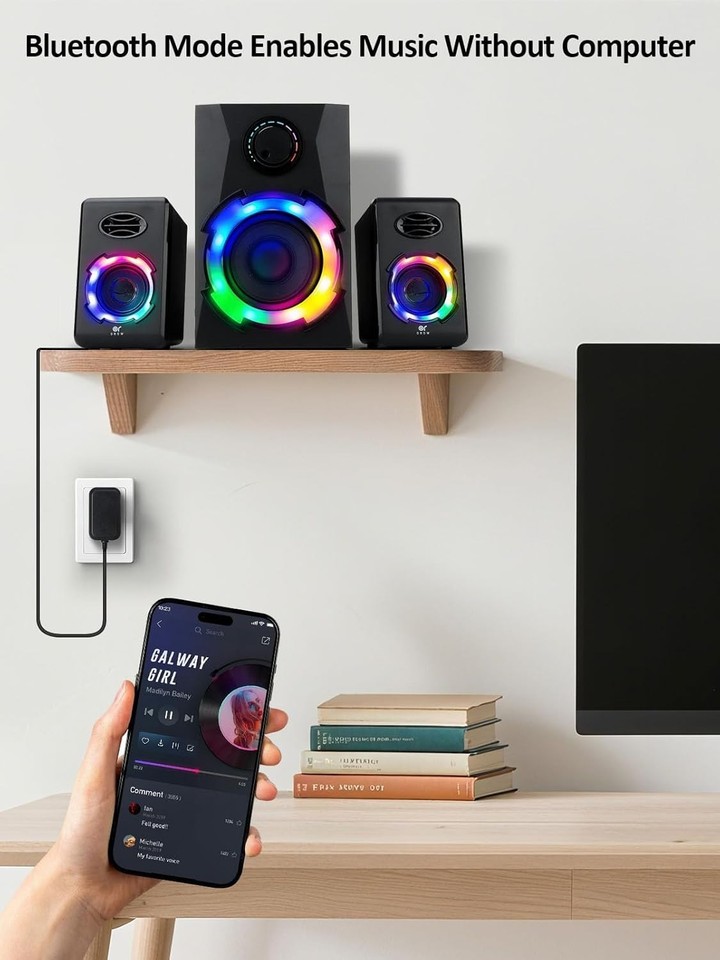 Computer Speakers,40W PC Speakers with Subwoofer,Gaming Speakers with ...
