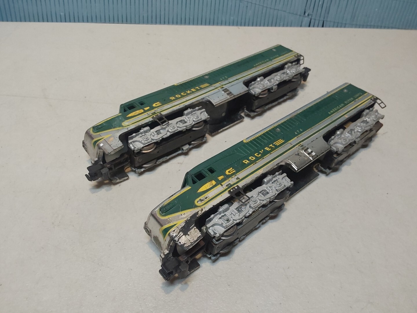 1950s AMERICAN FLYER LOCOMOTIVE ENGINE #474 & 475 S GAUGE ROCKET ALCO ...