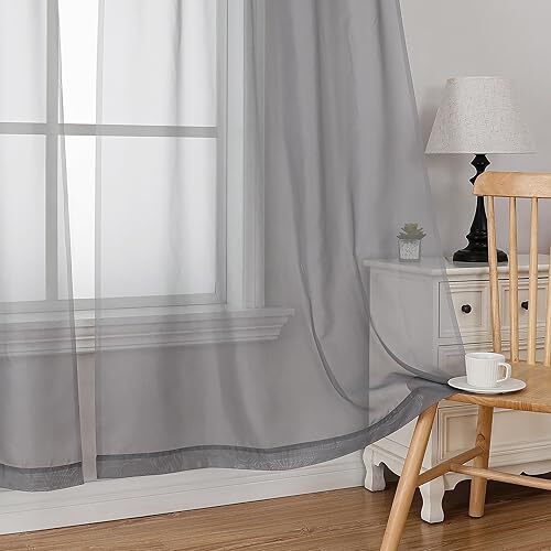 Grey Tier Curtains for Kitchen 24 Inches Long 2 PaSet, 2x42x24 ...