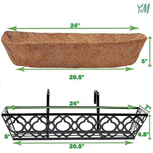 4 Pack 24 Inch Railing Planter Window Boxes Planters with Coconut Liner ...