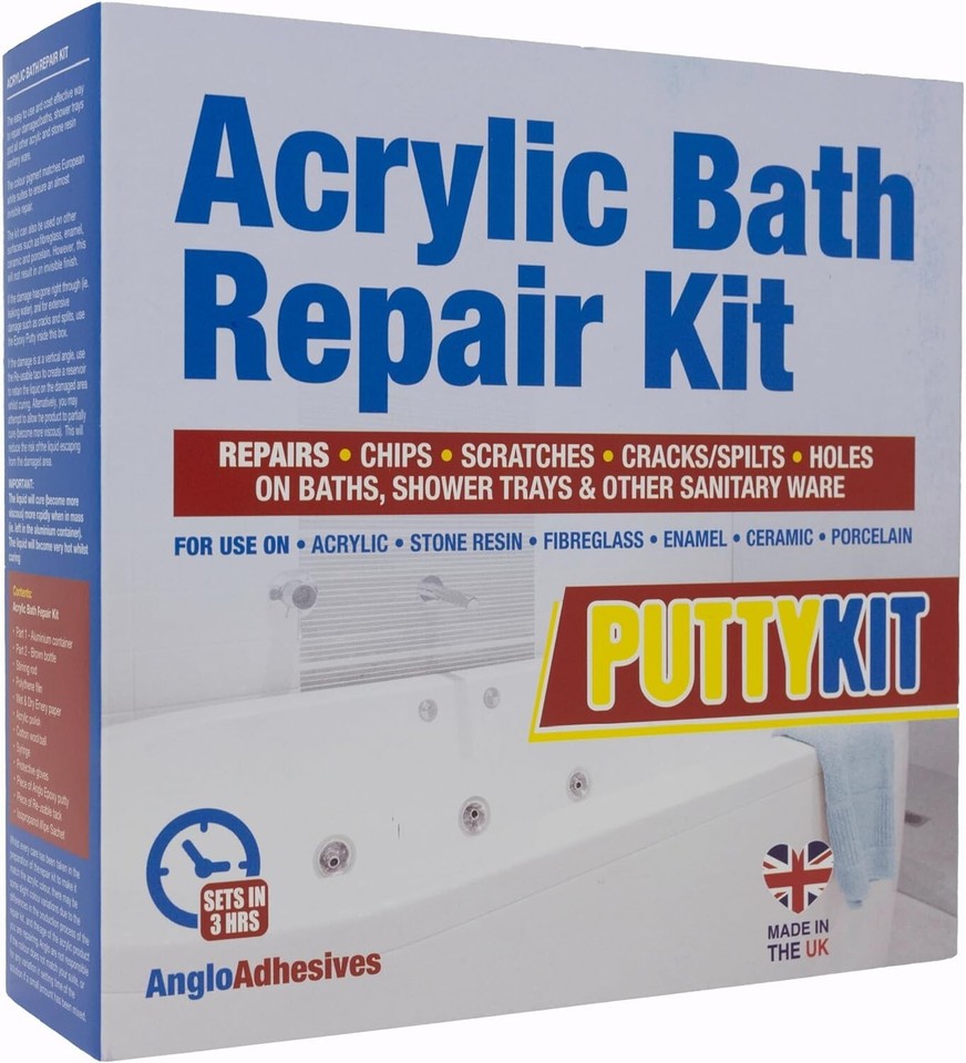 Putty Bath Repair Kit, Acrylic White Solution for Repairing Cracks ...