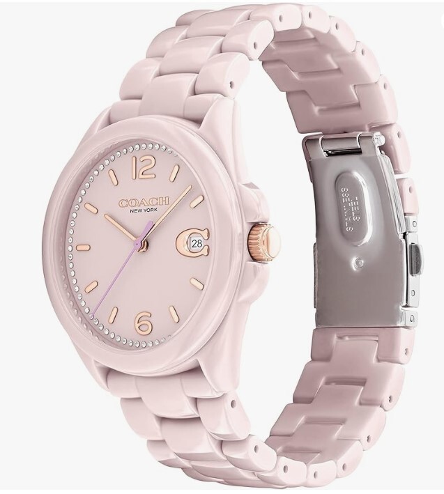COACH $295 WOMEN'S GREYSON CRYSTAL ACCENT PINK CERAMIC WATCH 14503926 ...