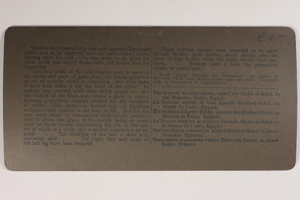Egypt Cairo Egyptian Museum Sheikh El-Beled Vintage Stereo Photo 1904 ...