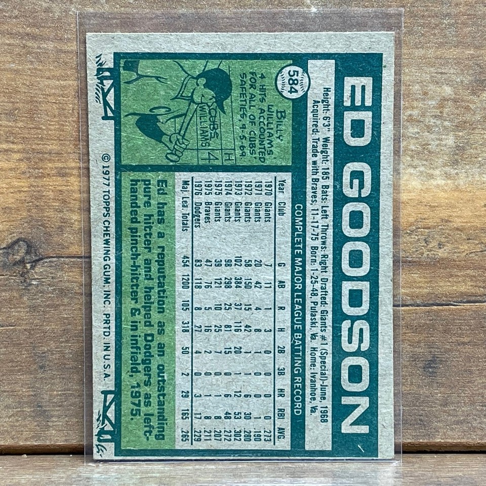 1977 Topps Baseball Card #584 Ed Goodson Los Angeles Dodgers | eBay