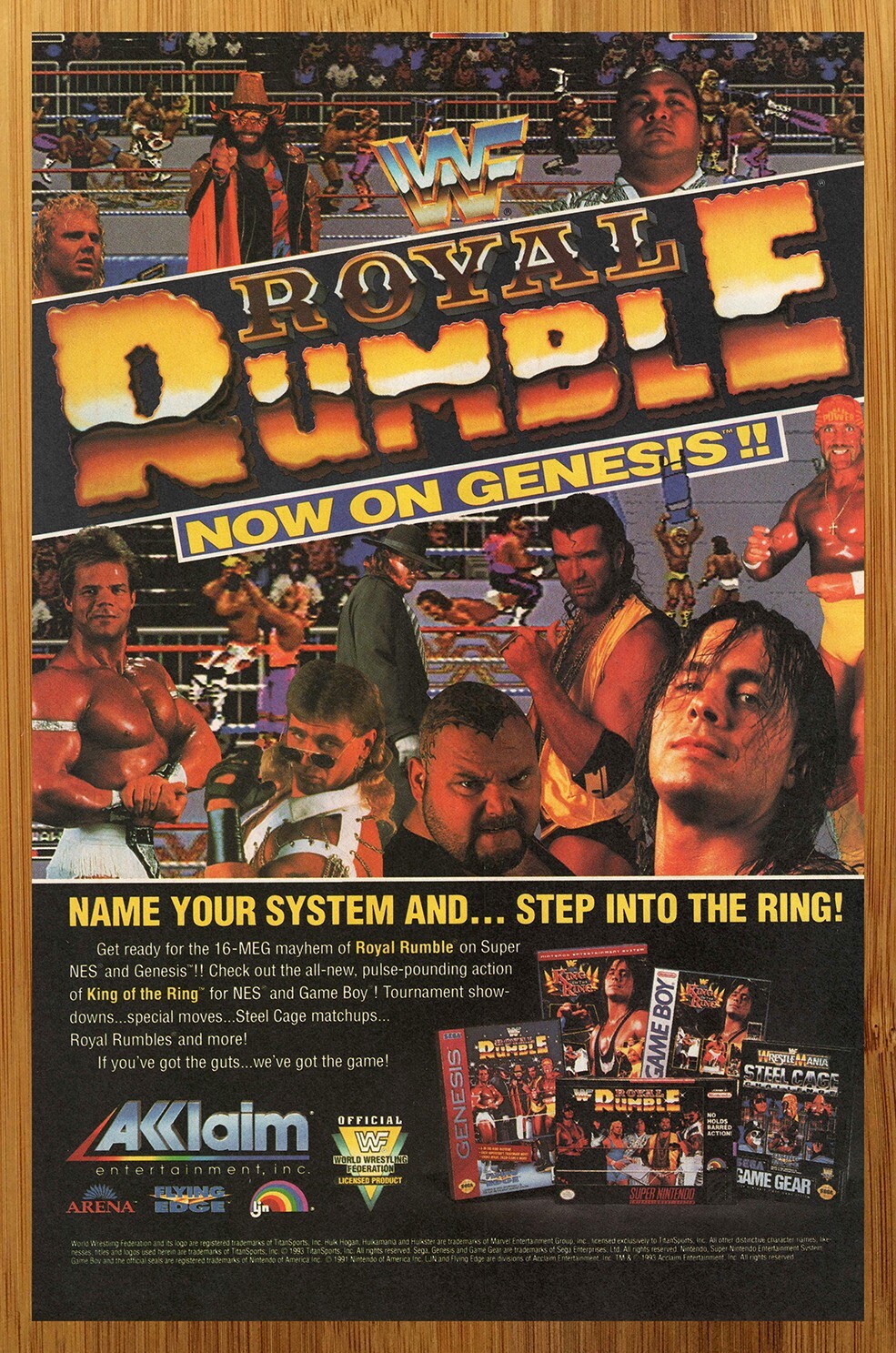 1993 WWF Royal Rumble SNES Genesis Print Ad/Poster Video Game Promo Art ...