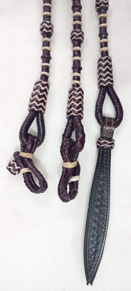 Hand Braided Brown Rawhide Show Romel Romal Reins Horse tack Natural ...