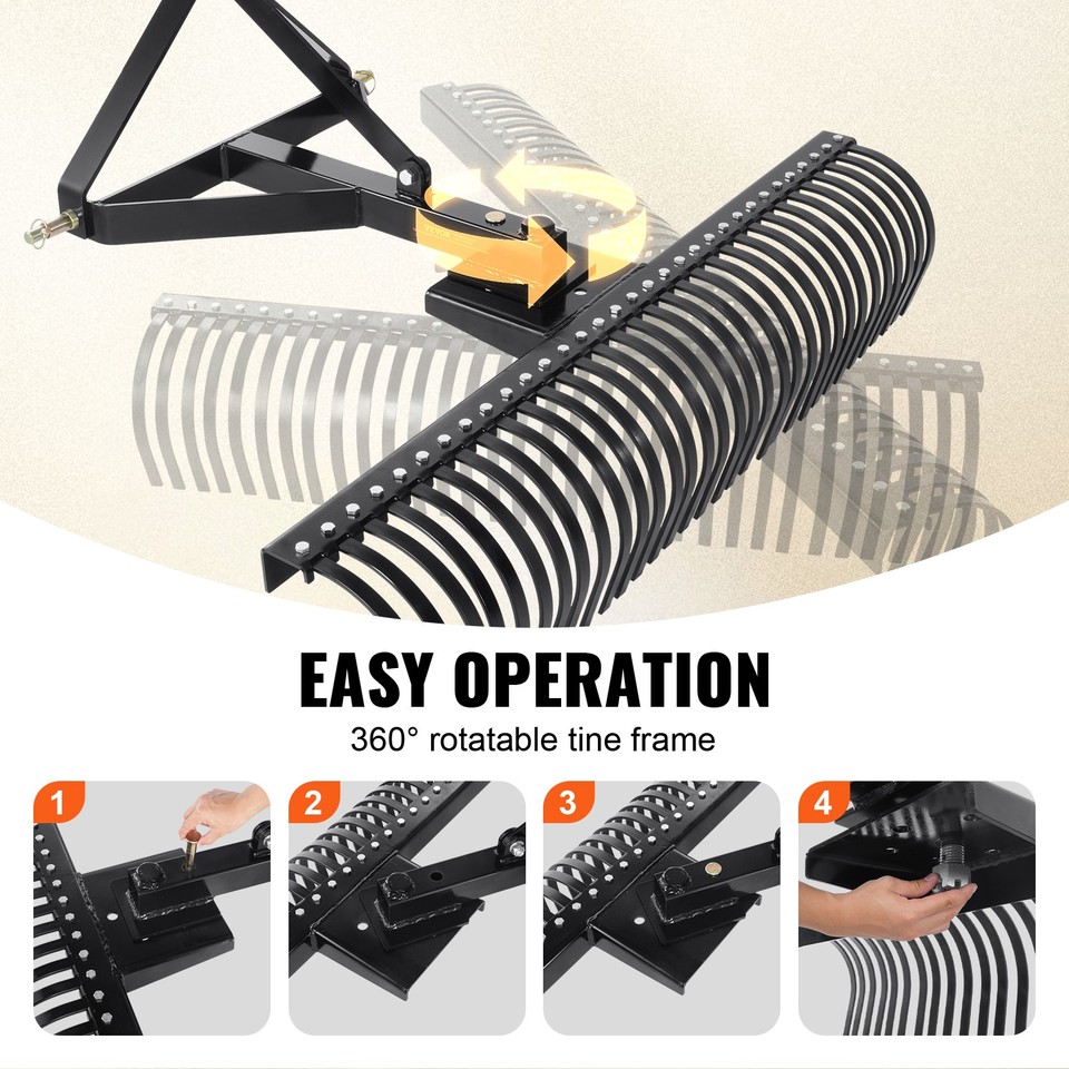 Tow Behind Dethatcher 60" 3-Point Lawn Dethatcher Rake with Attachments ...