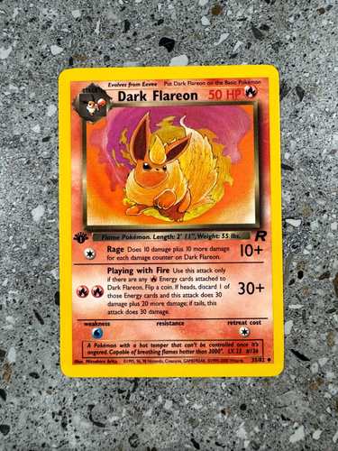 Pokemon TCG Cards 1st Edition Dark Flareon 35/82 Team Rocket Uncommon ...