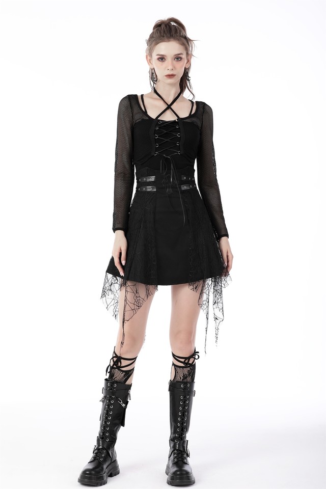 DARK IN LOVE Women Punk Gothic Sexy Black Rock See-Through Sexy Lace ...
