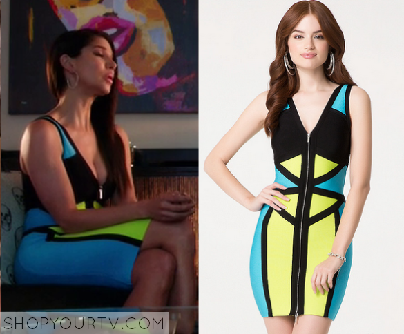 NWT bebe black blue colorblock lila bandage zipper front club top dress ...