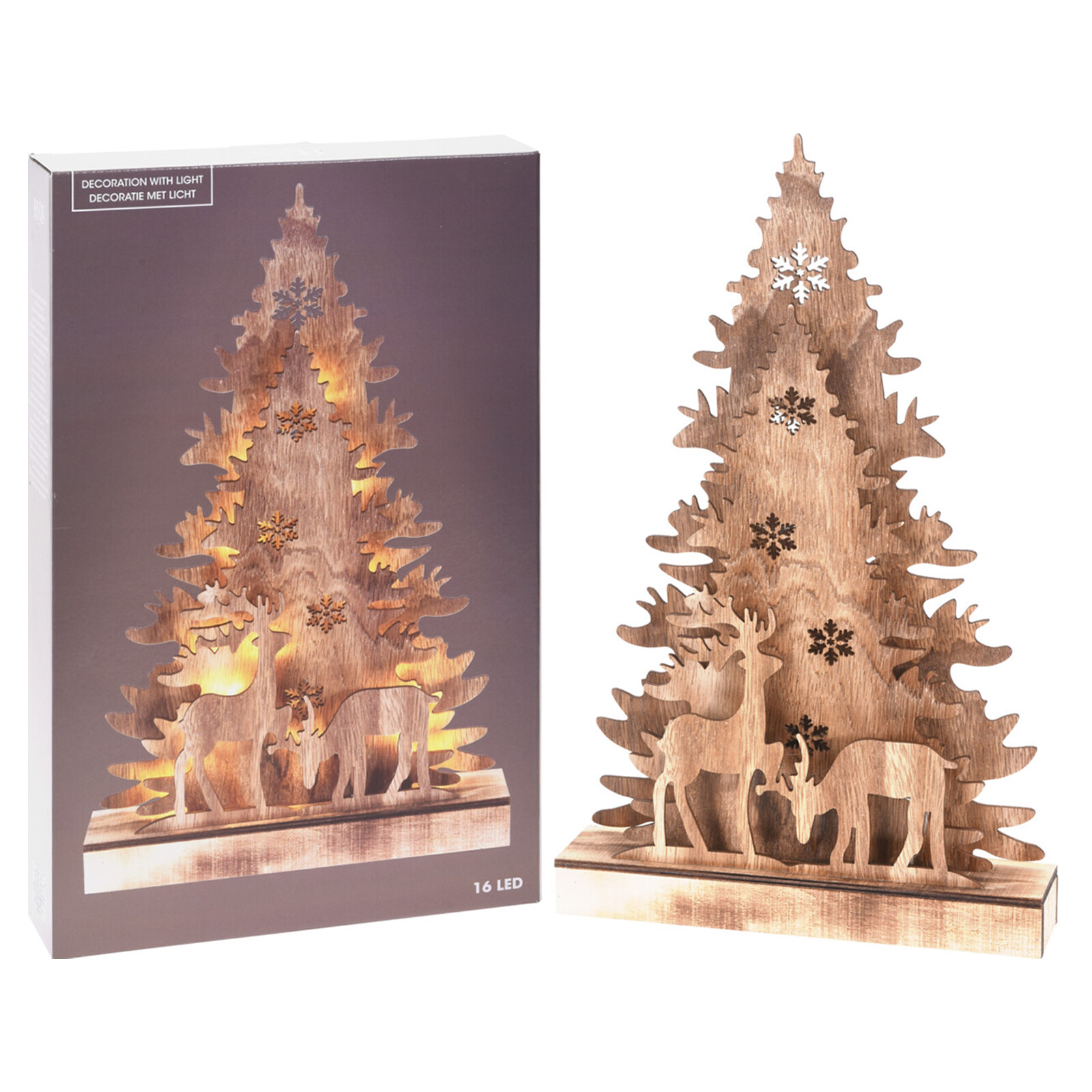 Christmas LED Scene House Tree Reindeer Light Up Wooden Decoration Xmas ...