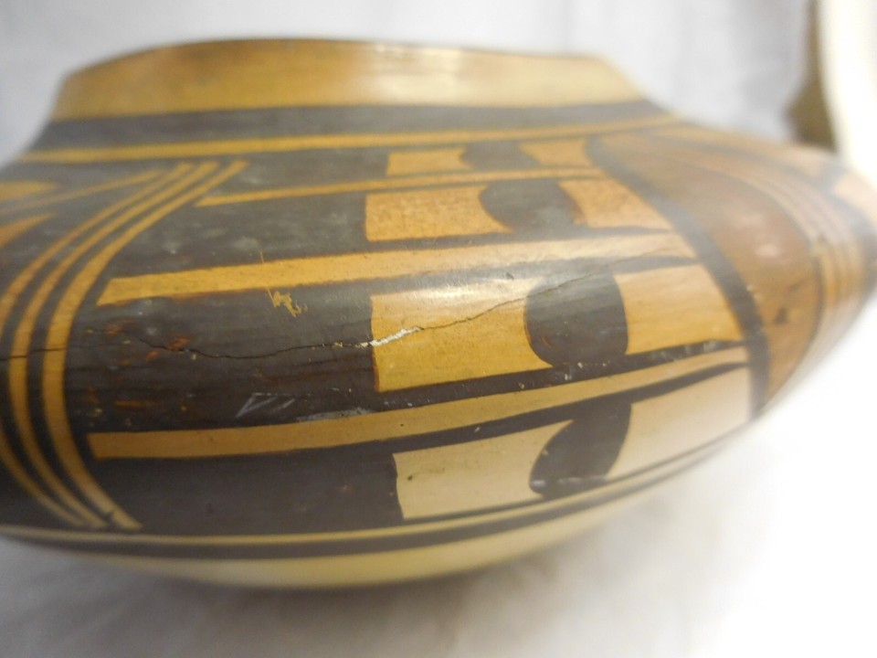 HOPI TEWA POLYCHROME SOUTHWEST POTTERY SEED JAR GEOMETRIC DESIGN 7 1/2 ...