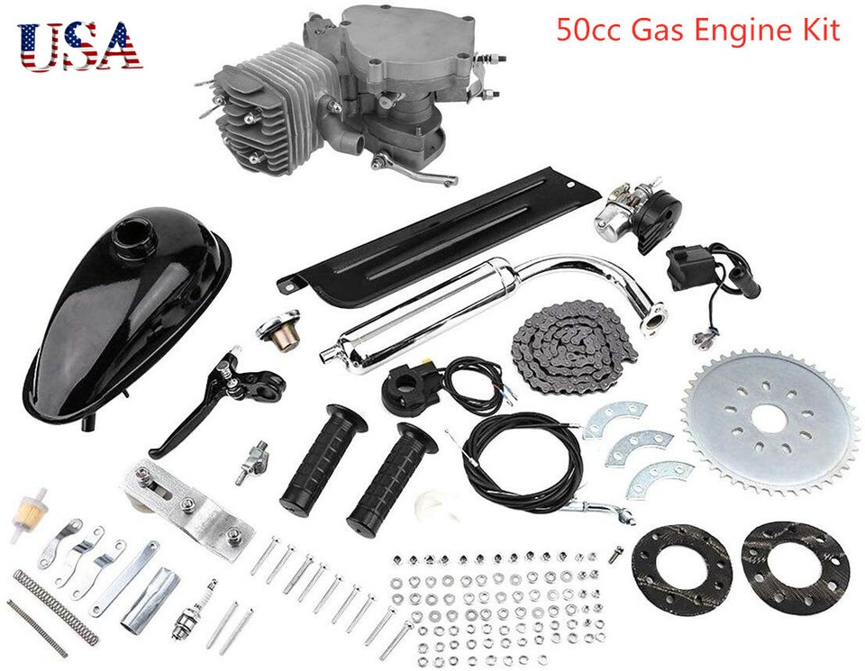 Complete DIY 2 Stroke 50cc Motor Engine Kit for Gas Motorized Bicycle ...