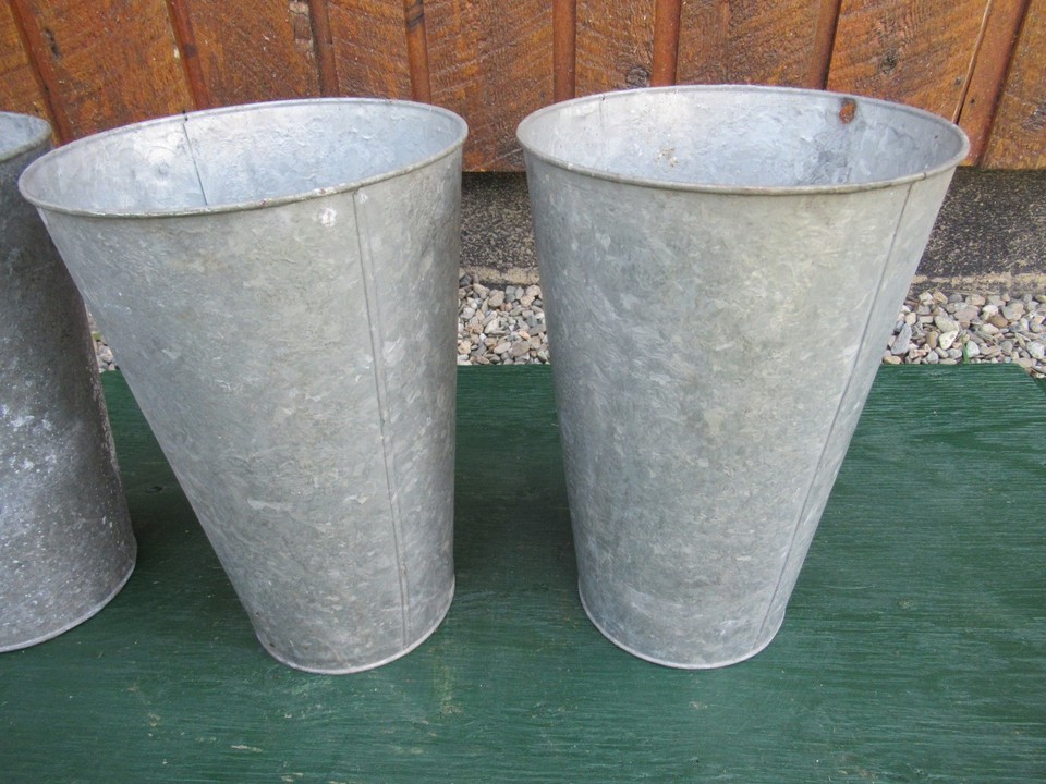 BEAUTIFUL ANTIQUE 3 OLD GALVANIZED Maple Syrup Buckets TAPERED STYLE ...